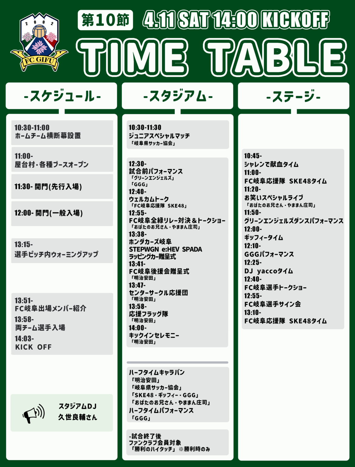 【試合情報】4月11日(土)14:00 vs 藤枝MYFC – FC岐阜オフィシャルサイト